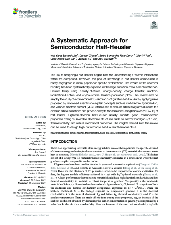 (PDF) A Systematic Approach for Semiconductor Half-Heusler