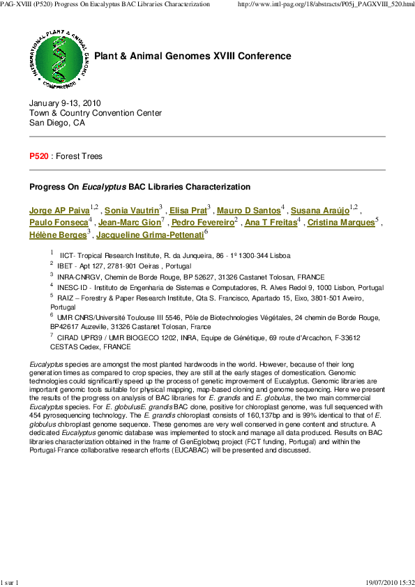 (PDF) Progress on Eucalyptus BAC libraries characterization:[Abstract]