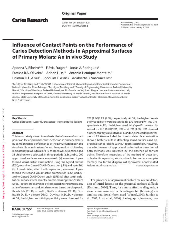 (PDF) Influence of Contact Points on the Performance of Caries ...