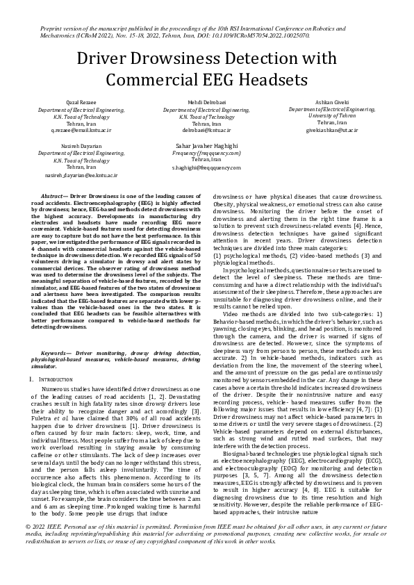 (PDF) Driver Drowsiness Detection with Commercial EEG Headsets