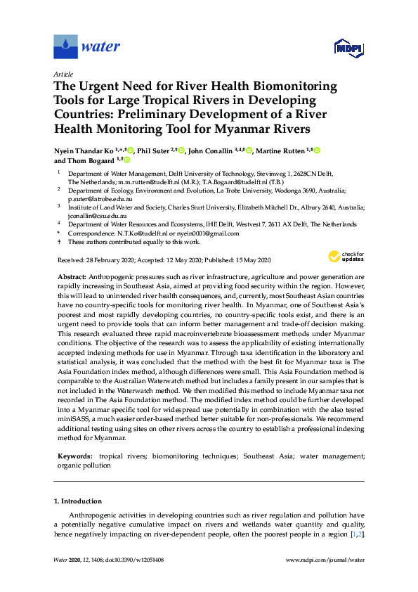 (PDF) The Urgent Need for River Health Biomonitoring Tools for Large ...