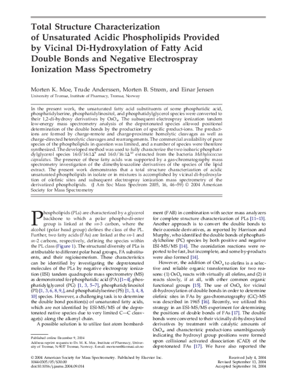 (PDF) Total structure characterization of unsaturated acidic ...