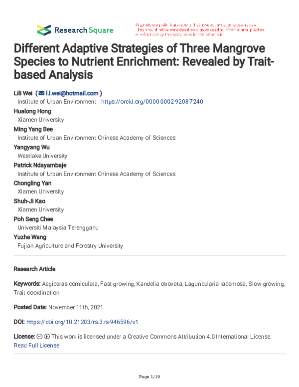 (PDF) Adaptive Strategies of Mangroves to Nutrients