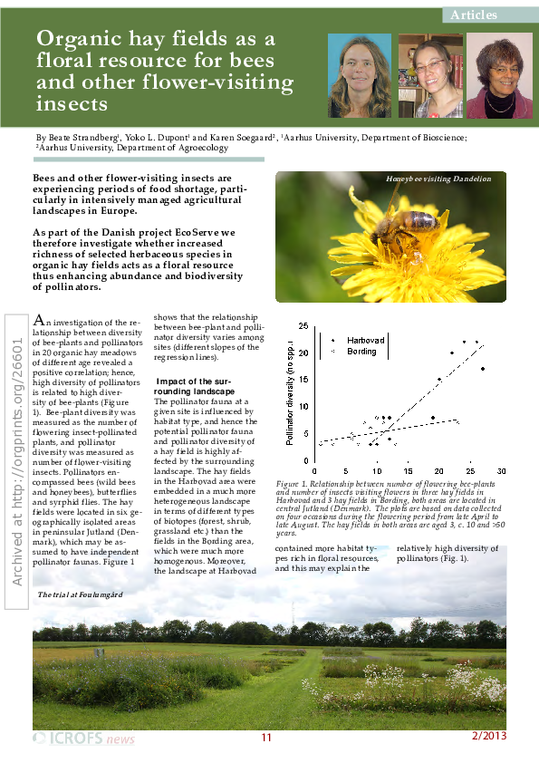 (PDF) Organic hay fields as floral ressource for bees and other flower ...