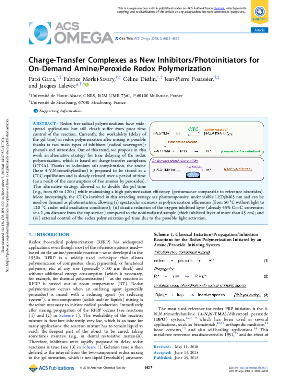 (PDF) Charge-Transfer Complexes as New Inhibitors/Photoinitiators for ...