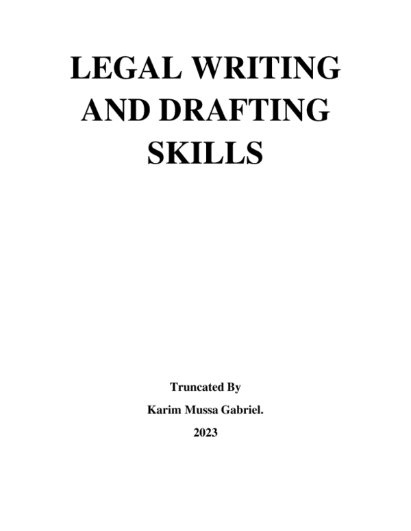 (PDF) LEGAL WRITING AND DRAFTING SKILLS