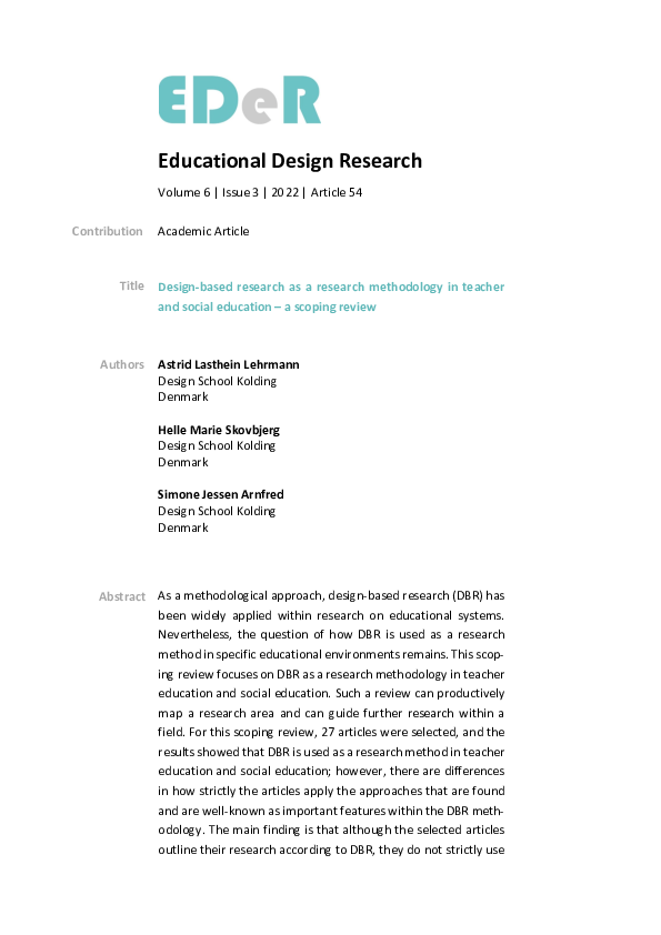 (PDF) Design-based research as a research methodology in teacher and ...