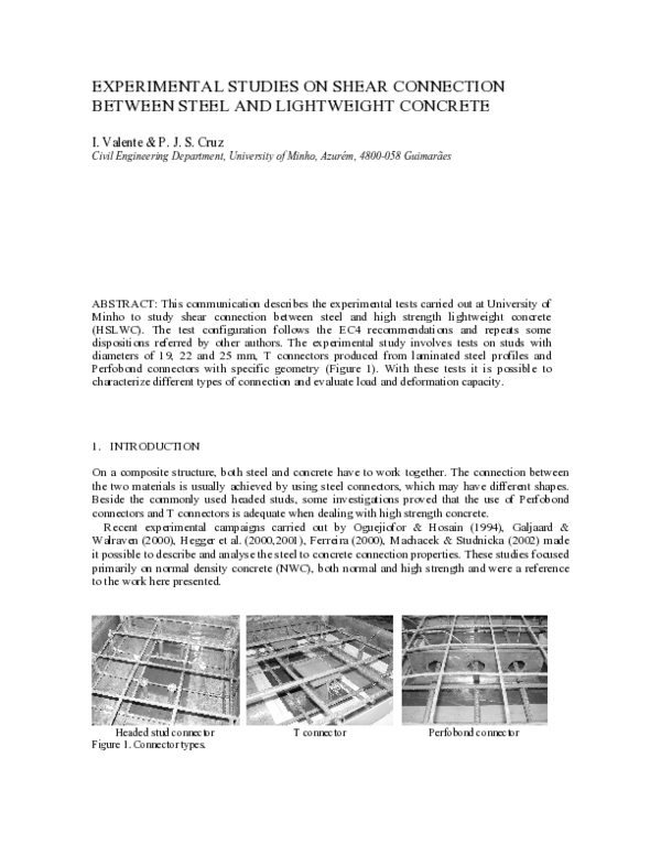 (PDF) Experimental analysis of shear connection between steel and ...