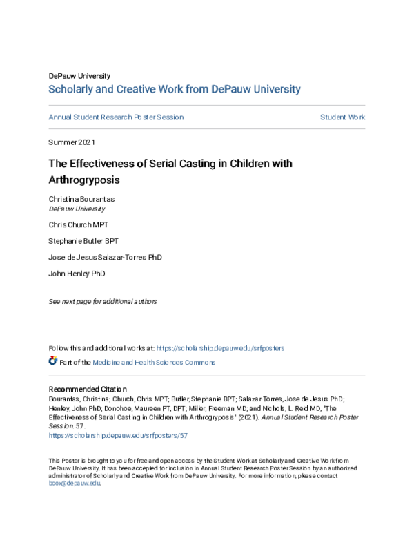 (PDF) The Effectiveness of Serial Casting in Children with Arthrogryposis