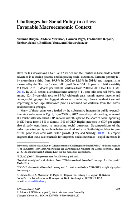 (PDF) Challenges for Social Policy in a Less Favorable Macroeconomic ...