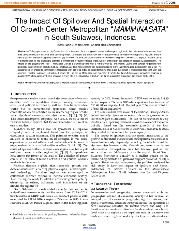 (PDF) The Impact Of Spillover And Spatial Interaction Of Growth Center ...