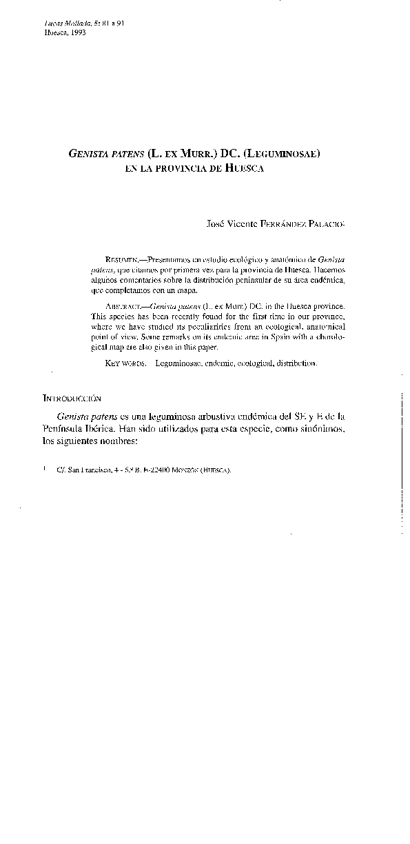 (PDF) Genista patens"(L. ex Murr.) DC.(Leguminosae) en la provincia de ...
