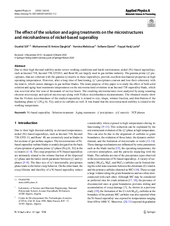 (PDF) The effect of the solution and aging treatments on the microstructures and microhardness ...