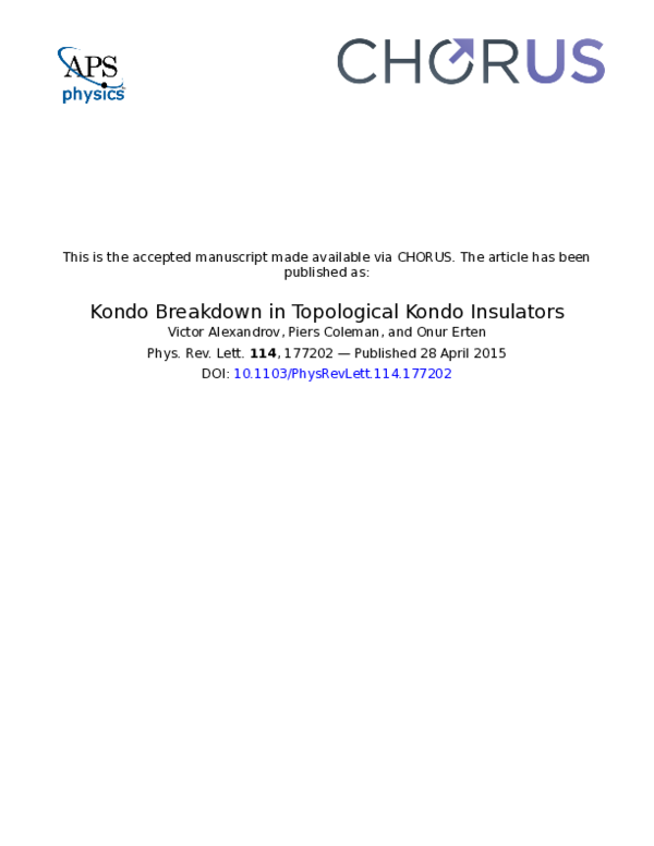 (PDF) Kondo Breakdown in Topological Kondo Insulators