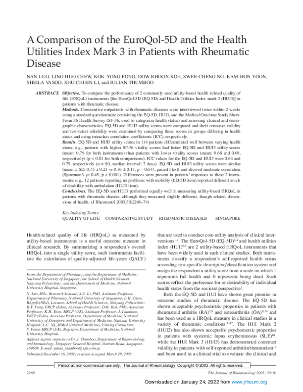 (PDF) The Journal of Rheumatology Volume 30, no. 10