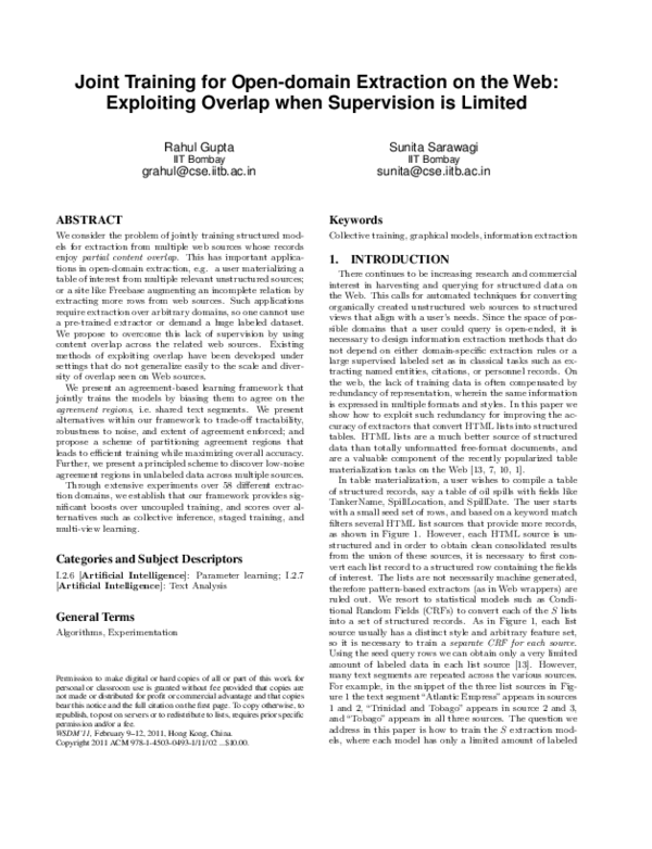 (PDF) Joint training for open-domain extraction on the web