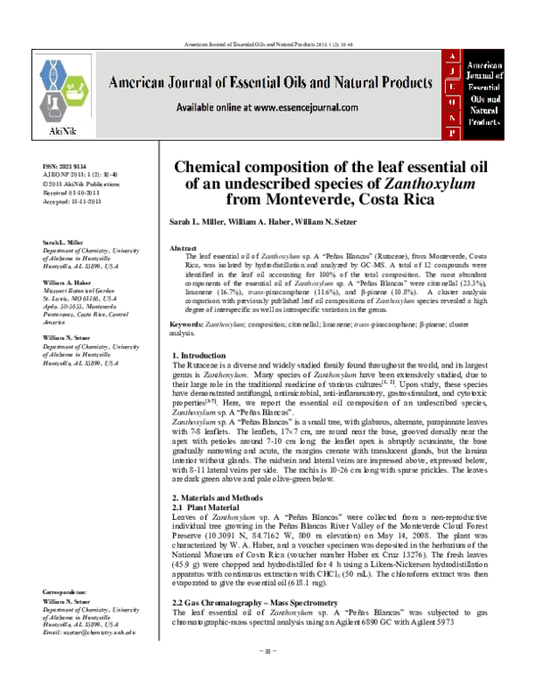 (PDF) Chemical composition of the leaf essential oil of an undescribed ...