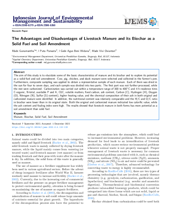 (PDF) The Advantages and Disadvantages of Livestock Manure and its ...