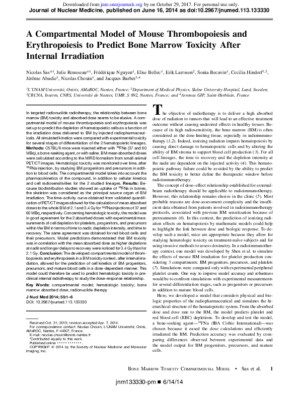 (PDF) A Compartmental Model of Mouse Thrombopoiesis and Erythropoiesis ...