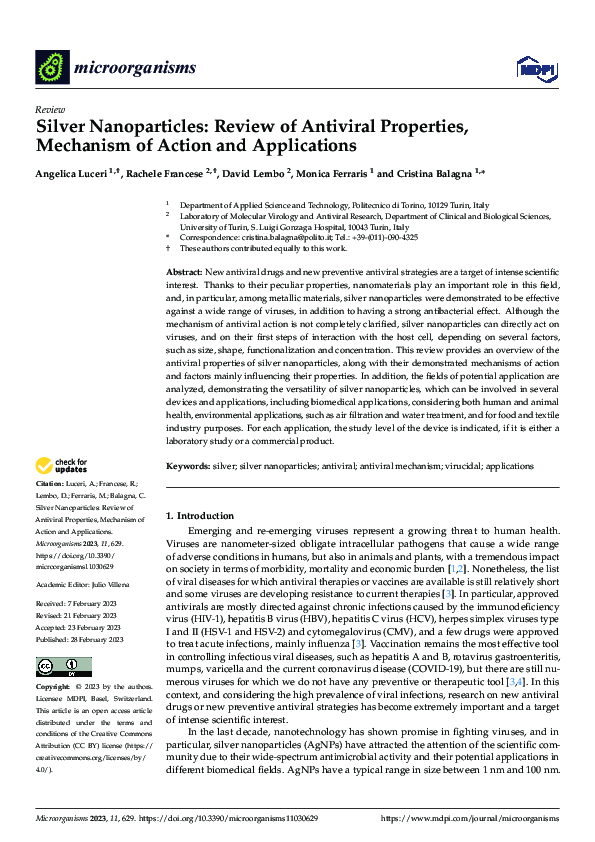(PDF) Silver Nanoparticles: Review of Antiviral Properties, Mechanism ...