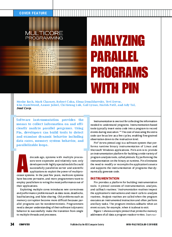 (PDF) Analyzing Parallel Programs with Pin