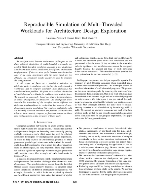(PDF) Reproducible simulation of multi-threaded workloads for ... (PDF) Reproducible simulation of multi-threaded workloads for ...
