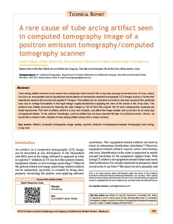 (PDF) A rare cause of tube arcing artifact seen in computed tomography ...