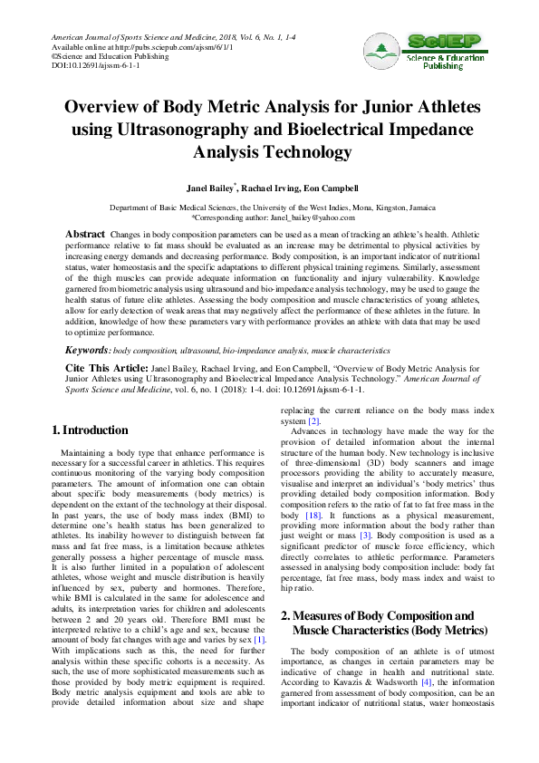 (PDF) Overview of Body Metric Analysis for Junior Athletes using ...