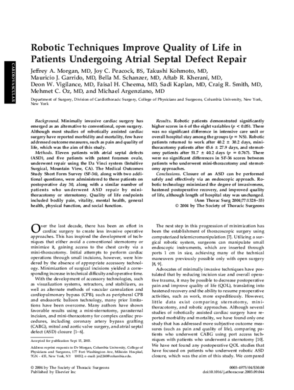 (PDF) Robotic techniques improve quality of life in patients undergoing ...
