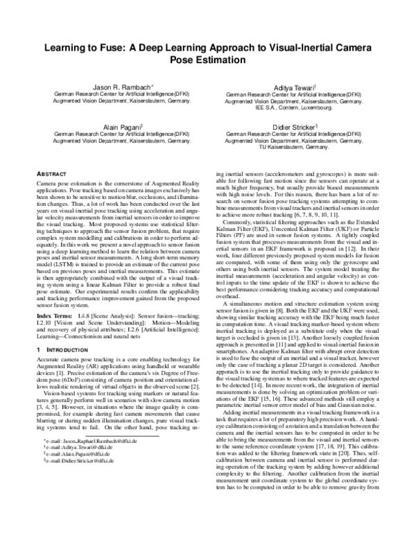 Pdf Learning To Fuse A Deep Learning Approach To Visual Inertial Camera Pose Estimation
