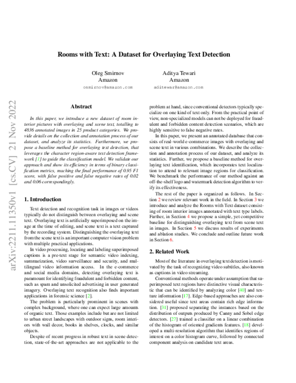 Pdf Rooms With Text A Dataset For Overlaying Text Detection