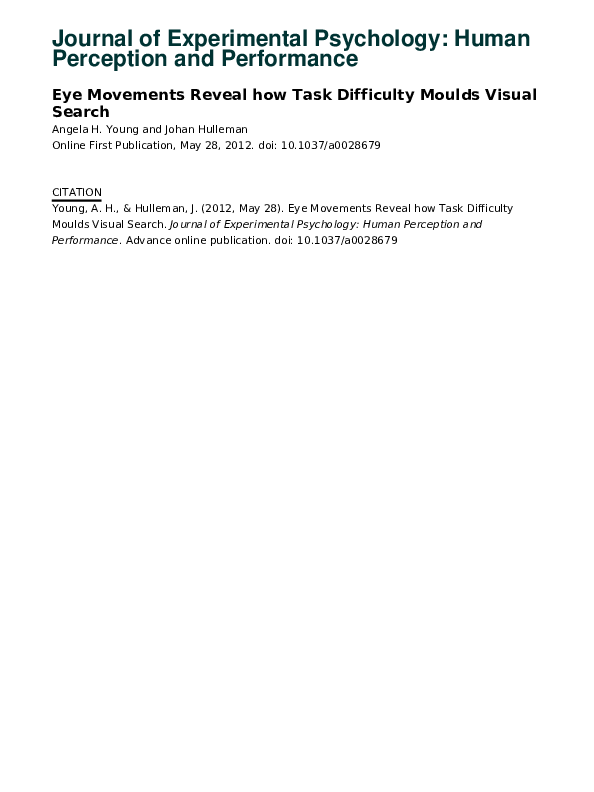 (PDF) Eye movements reveal how task difficulty moulds visual search