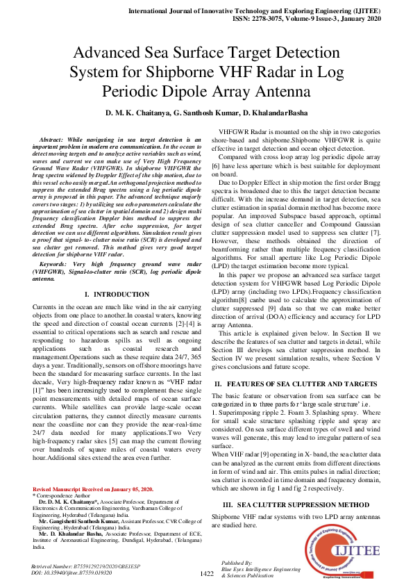 Pdf Advanced Sea Surface Target Detection System For Shipborne Vhf Radar In Log Periodic