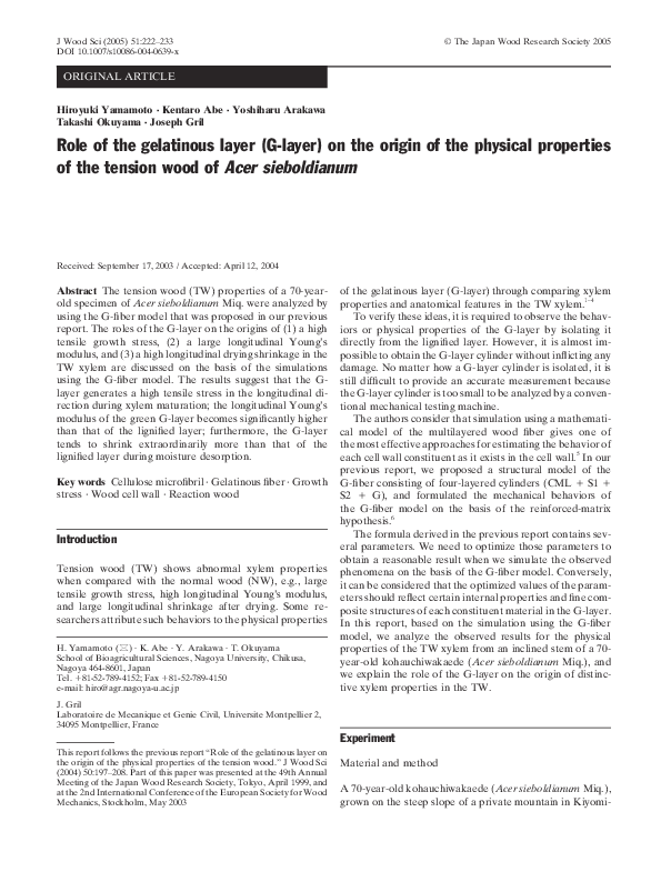 (PDF) Role of the gelatinous layer (G-layer) on the origin of the ...