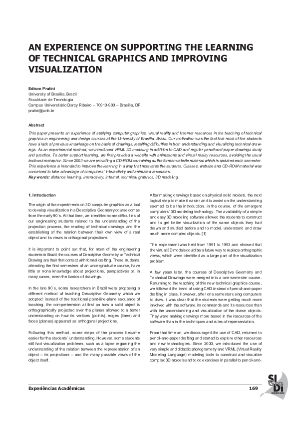 (PDF) An experience on supporting the learning of technical graphics and improving visualization ...