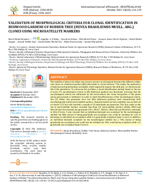 (PDF) Validation of Morphological Criteria for Clonal Identification in ...