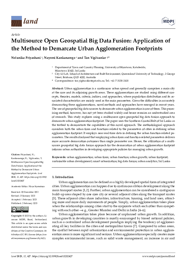 (PDF) Multisource Open Geospatial Big Data Fusion: Application of the Method to Demarcate Urban ...