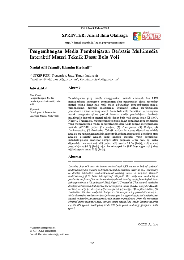 (PDF) Pengembangan Media Pembelajaran Berbasis Multimedia Interaktif Materi Teknik Dasar Bola Voli