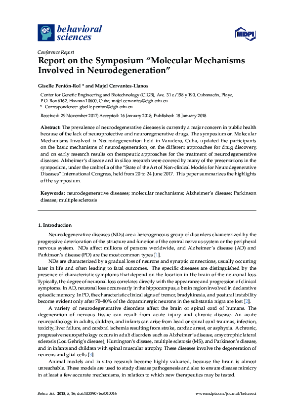 (PDF) Report on the Symposium “Molecular Mechanisms Involved in ...