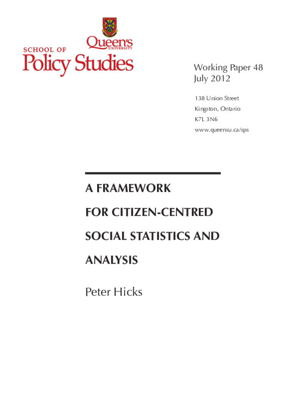 (PDF) A Framework for Citizen-Centred Social Statistics and Analysis