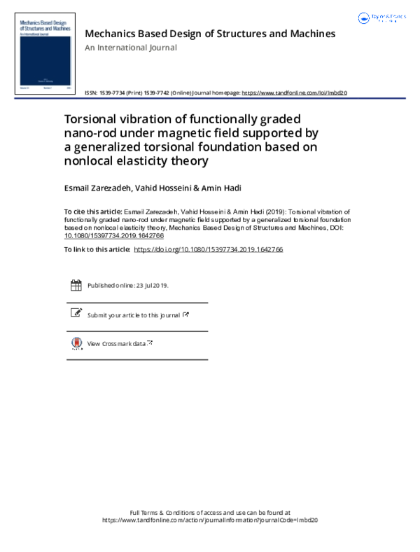 (PDF) Torsional vibration of functionally graded nano-rod under ...