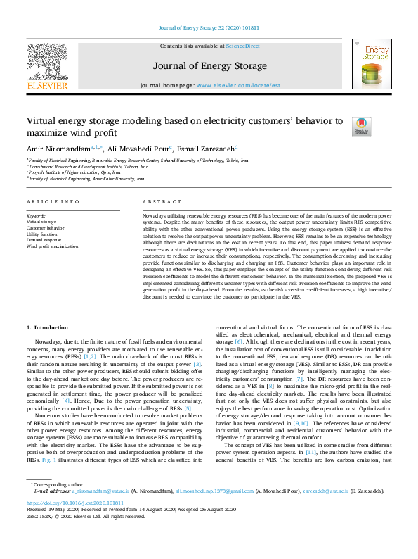 (PDF) Virtual energy storage modeling based on electricity customers ...