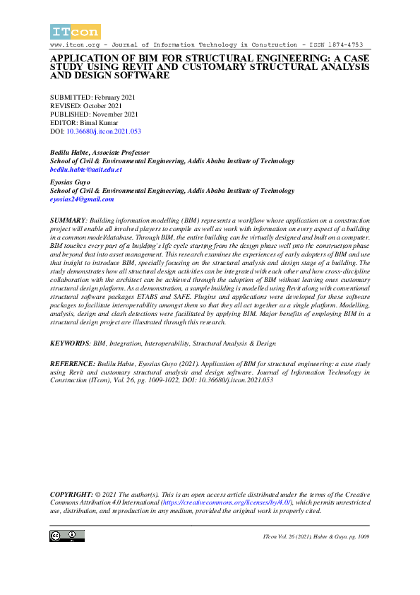 (PDF) Application of BIM for structural engineering: a case study using ...