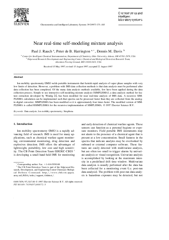 (PDF) Near real-time self-modeling mixture analysis