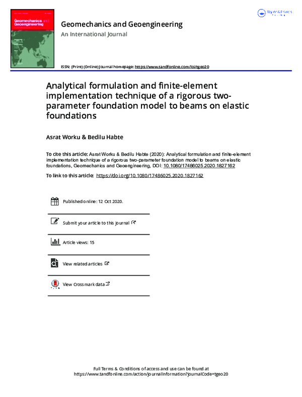 Pdf Analytical Formulation And Finite Element Implementation Technique Of A Rigorous Two