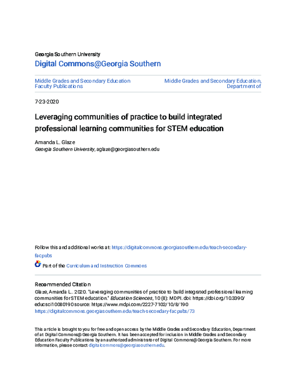 (PDF) Leveraging communities of practice to build integrated professional learning communities ...