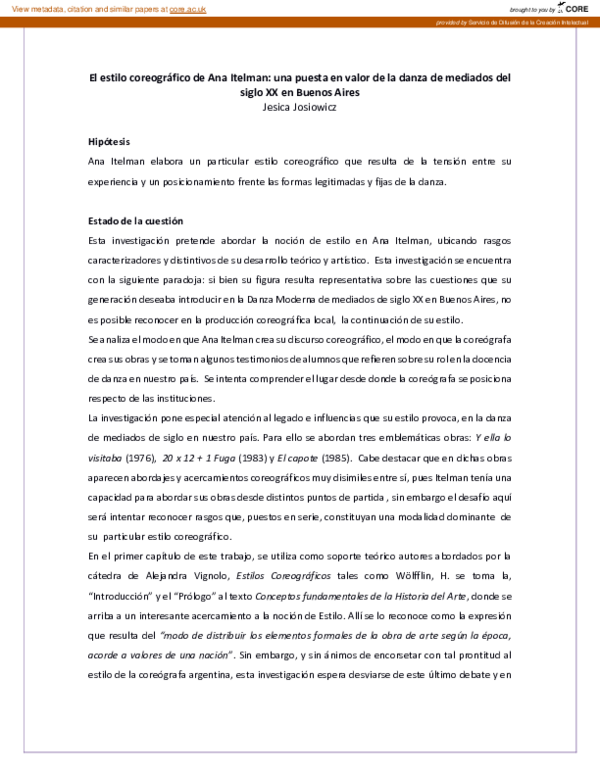 (PDF) El estilo coreográfico de Ana Itelman: una puesta en valor de la ...
