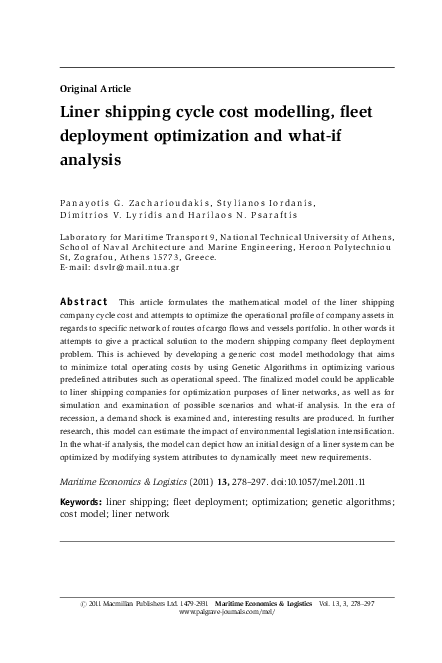 (PDF) Liner shipping cycle cost modelling, fleet deployment ...