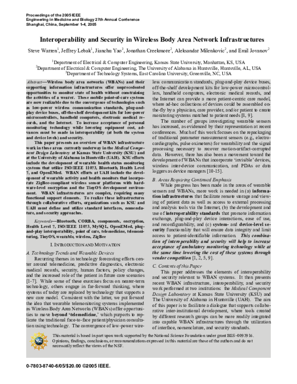 (PDF) Interoperability and Security in Wireless Body Area Network Infrastructures