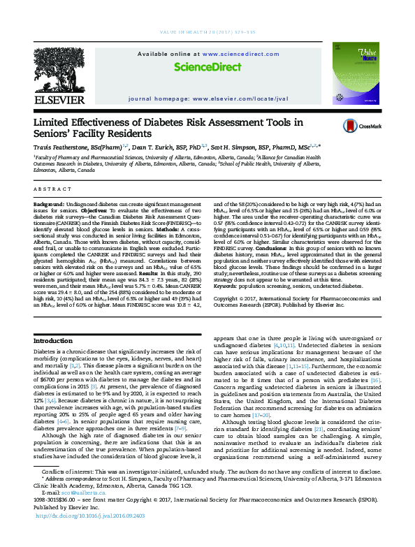 (PDF) Limited Effectiveness of Diabetes Risk Assessment Tools in ...